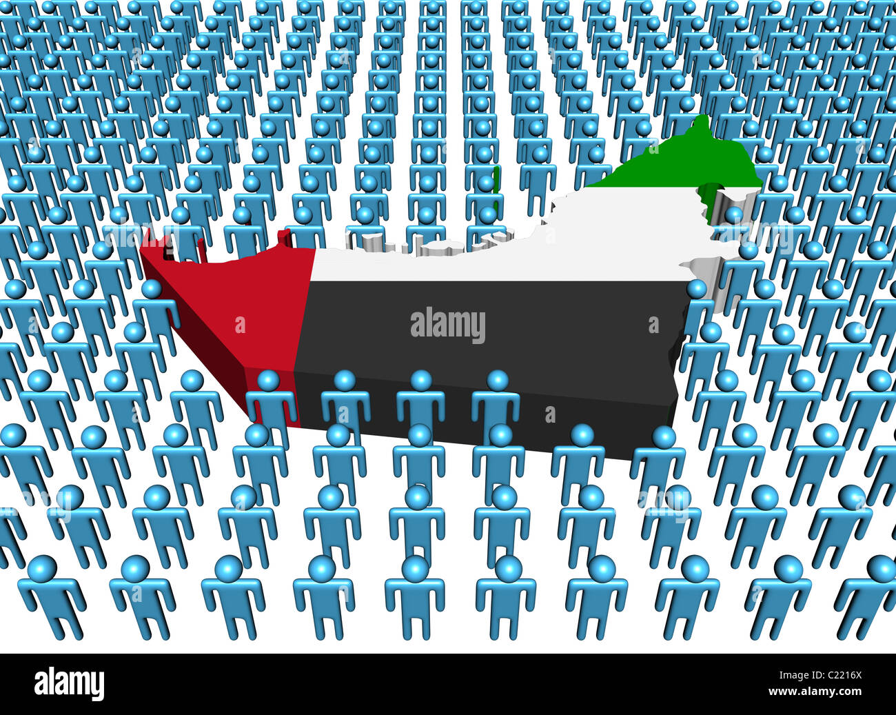 Uae map flag surrounded by many abstract people illustration Stock ...