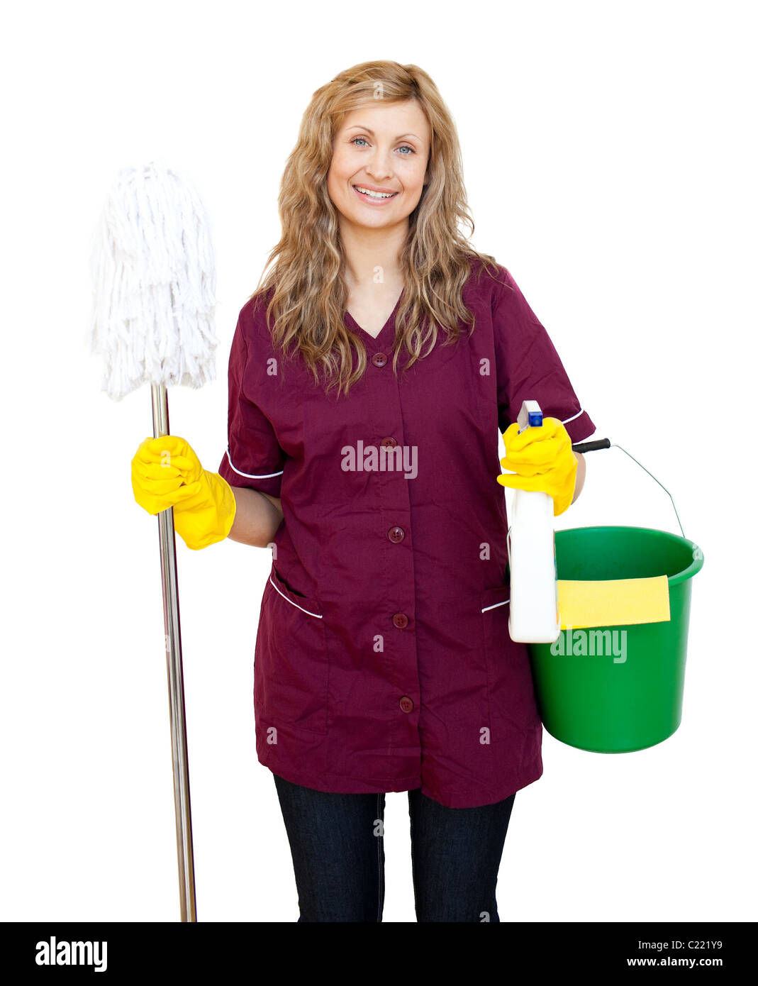 Portrait of a pretty woman doing the housework Stock Photo - Alamy