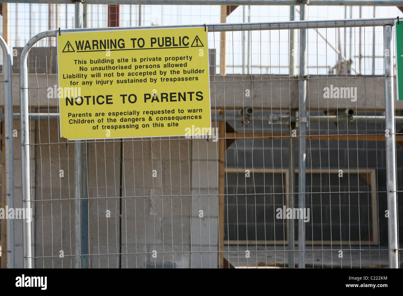 building site warning sign Stock Photo - Alamy
