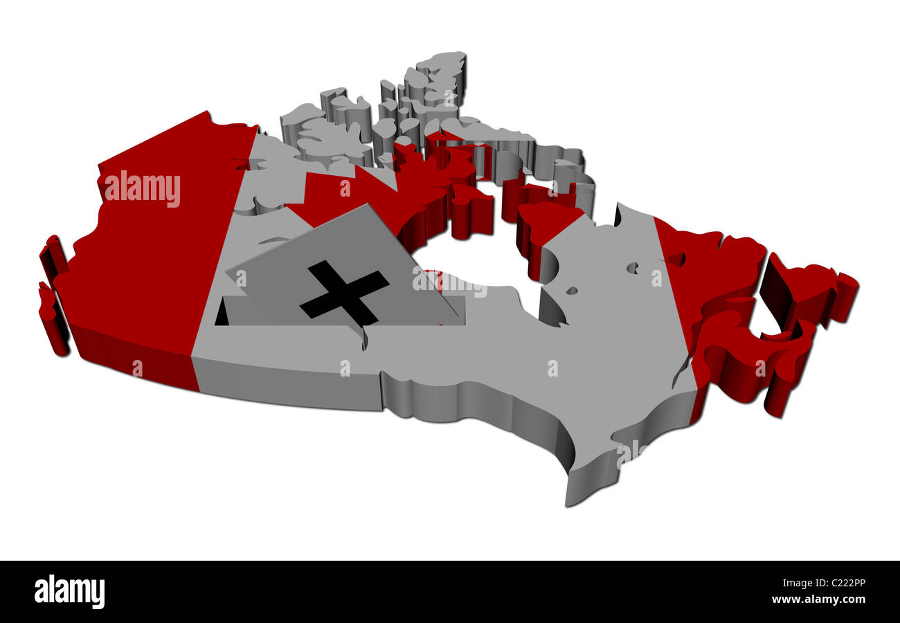 Canada election map with ballot paper illustration Stock Photo - Alamy