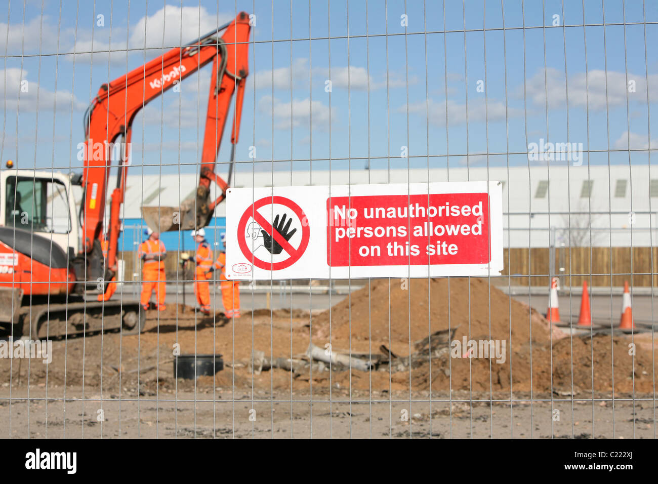 building site warning sign Stock Photo - Alamy