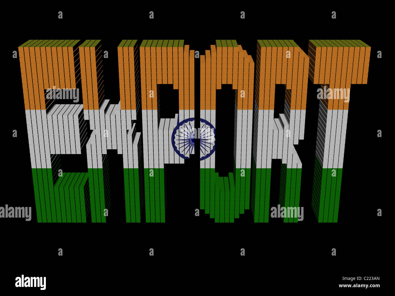 Export text made of containers with Indian flag illustration Stock ...