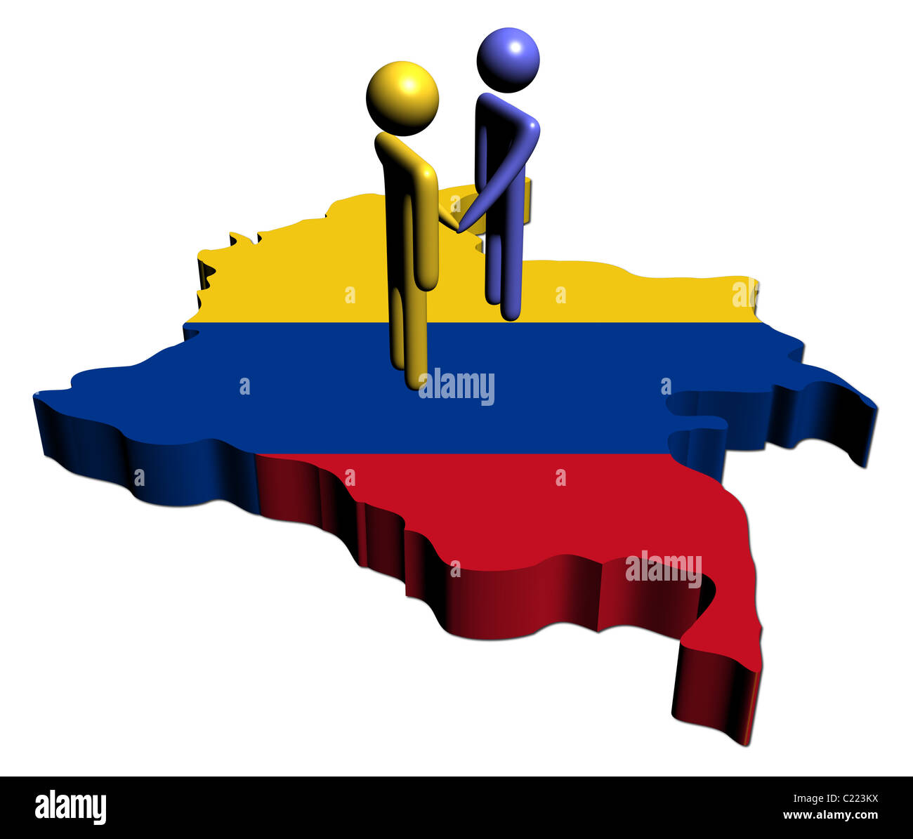 people shaking hands with Colombia map flag illustration Stock Photo ...