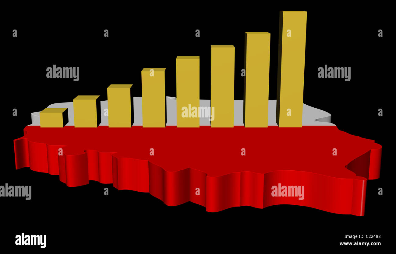 graph on Poland map flag illustration Stock Photo - Alamy