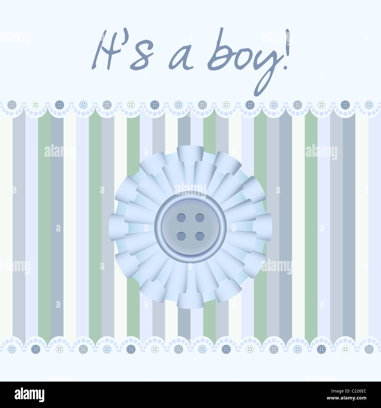 "It's a boy!" blue button baby card Stock Photo - Alamy