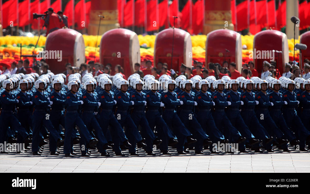 The Air Force cadets of the Chinese People`s Liberation Army march past ...