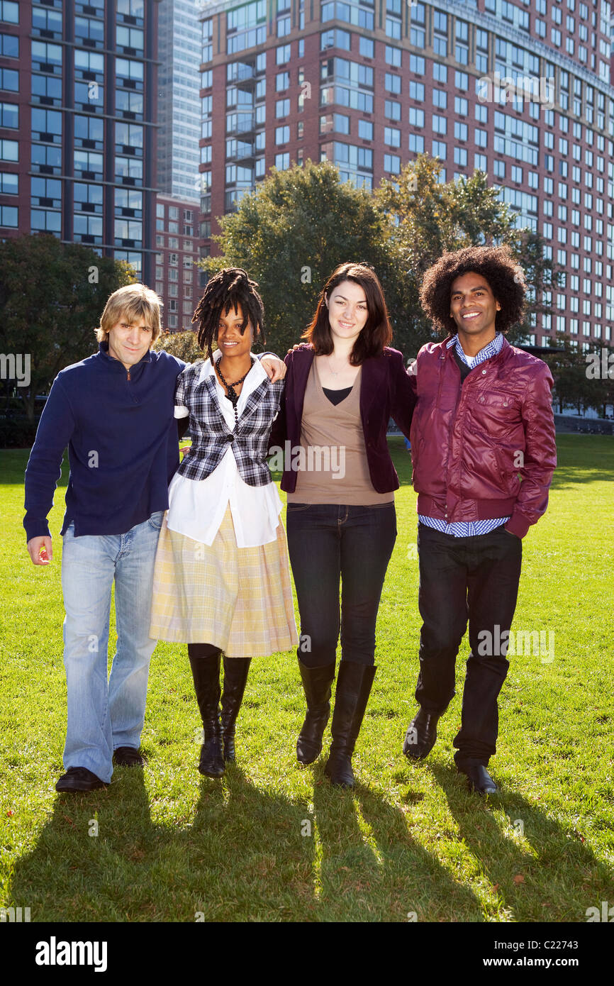 A group of university students infront of a large building Stock Photo ...