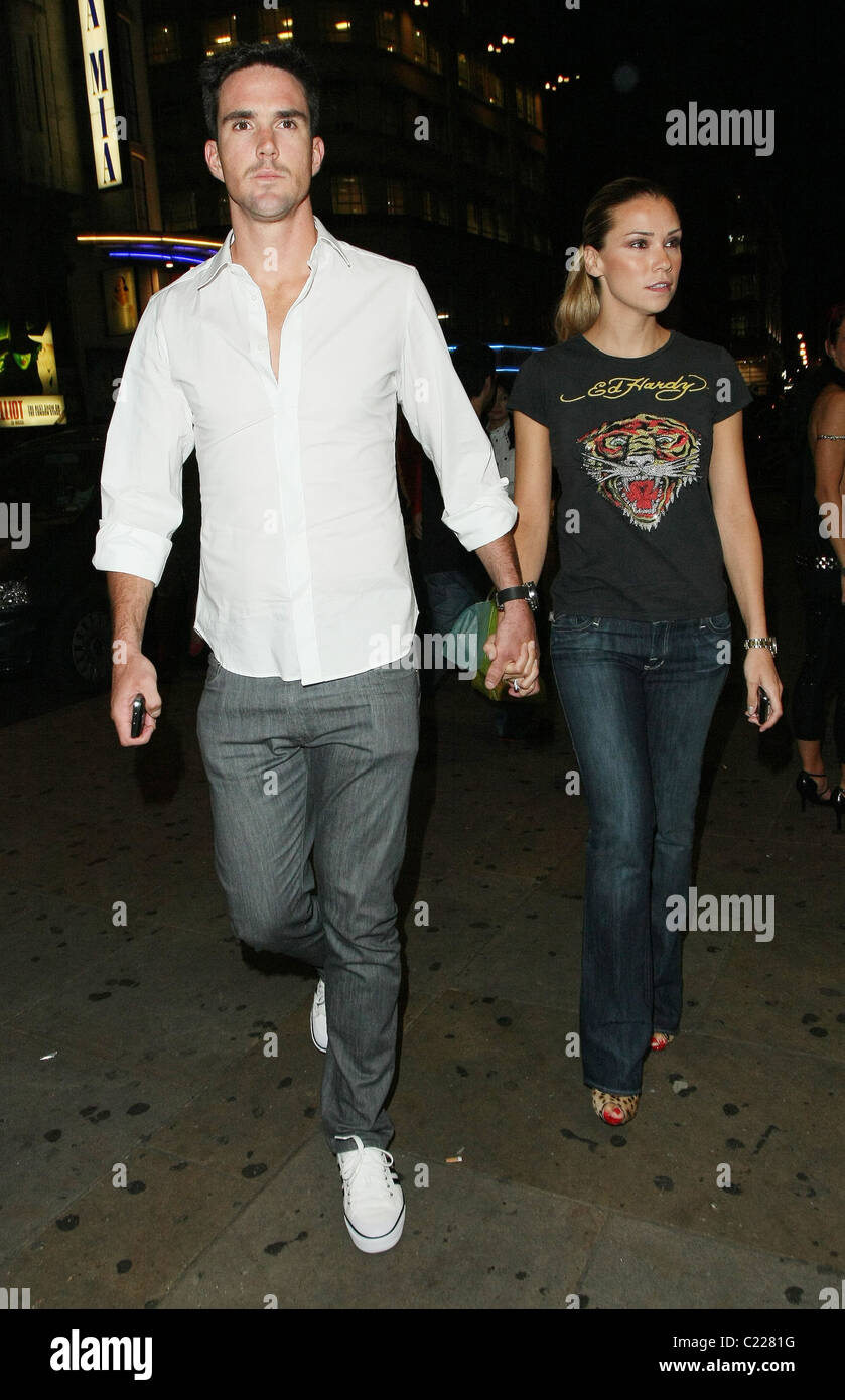 Kevin Pietersen and Jessica Taylor attend a party to celebrate ten ...