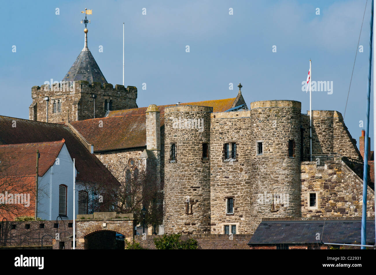 Rye Castle and St Marys Church Rye East Sussex England Stock Photo - Alamy