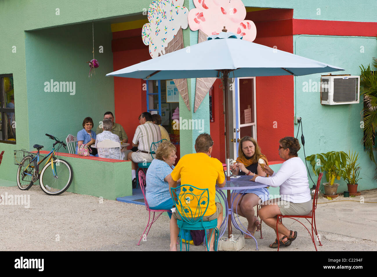 Quaint colorful shops on Pine Island Road in Matlacha Florida Stock ...