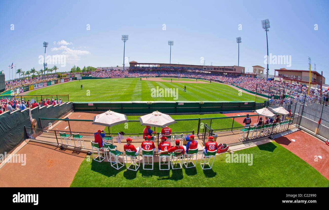 Pitchers bullpen area of Bright House Field the spring training stadium ...