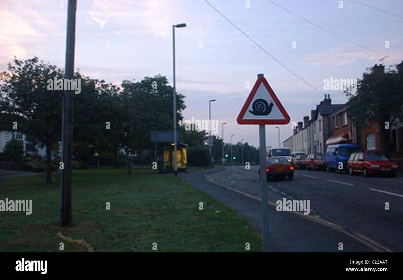 Funny Road Signs - Snail Warning, Exeter Credit Stock Photo - Alamy