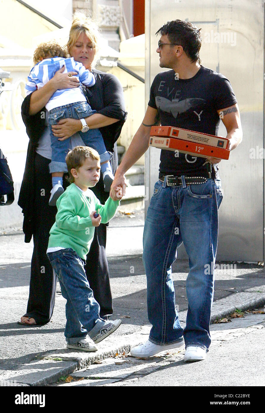 Peter Andre, with manager Claire Powell and his friend's son, taking ...