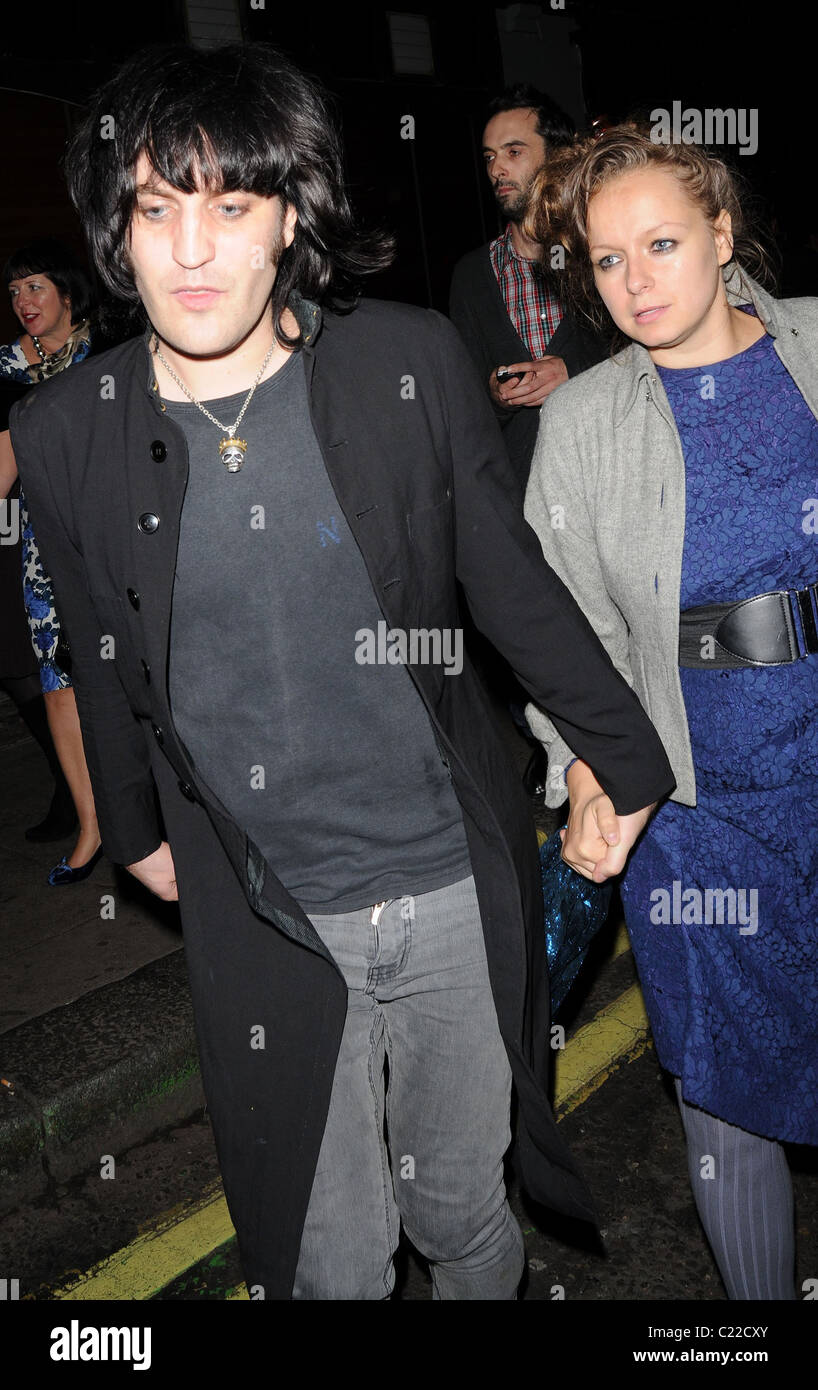Noel Fielding outside the The Groucho Club with a friend outside the ...