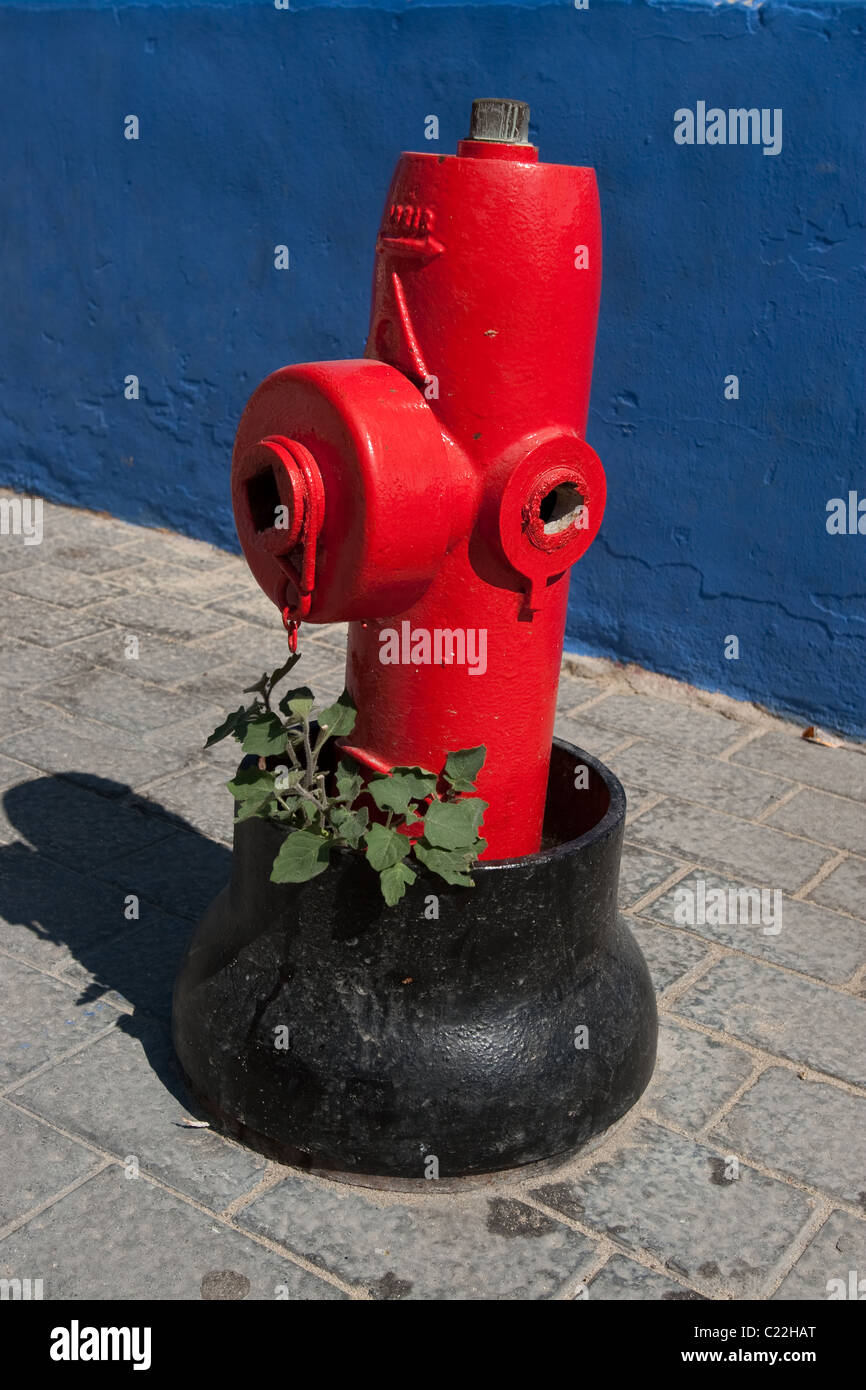 Fire Hydrant Red on sidewalk street Mallorca Majorca Balearic Spain ...