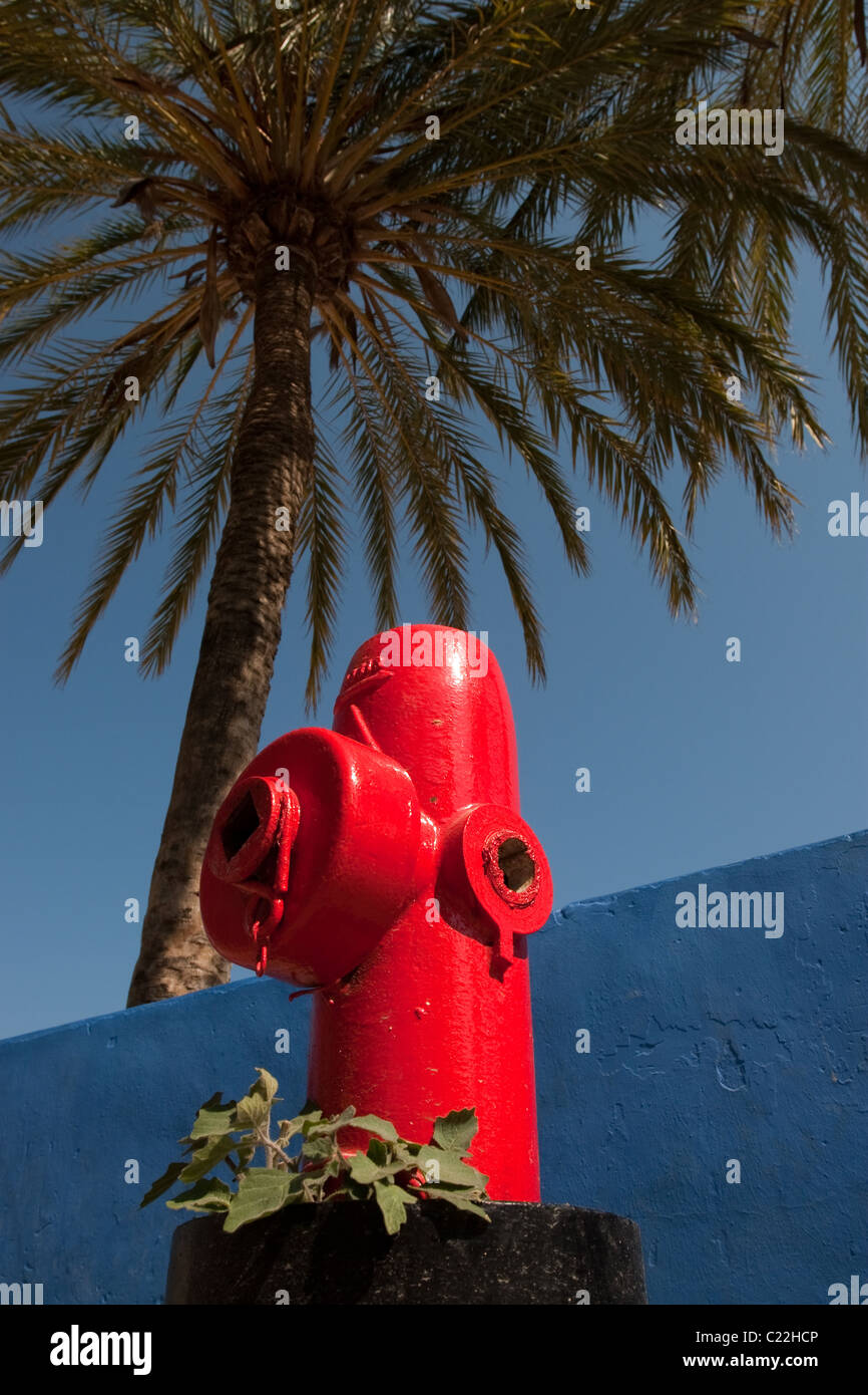 Fire Hydrant Red on sidewalk street Mallorca Majorca Balearic Spain ...