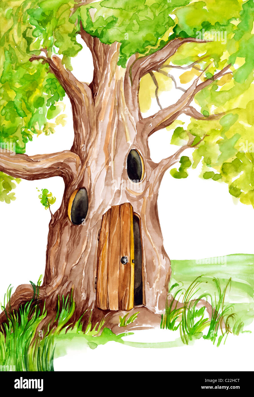 Fairytale Illustration of Magical Tree Stock Photo - Alamy