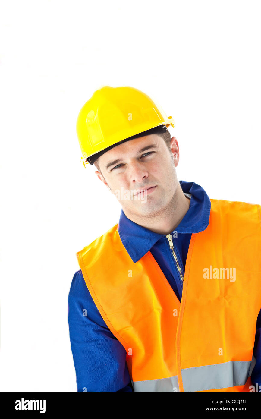 Depressed worker looking at the camera Stock Photo - Alamy