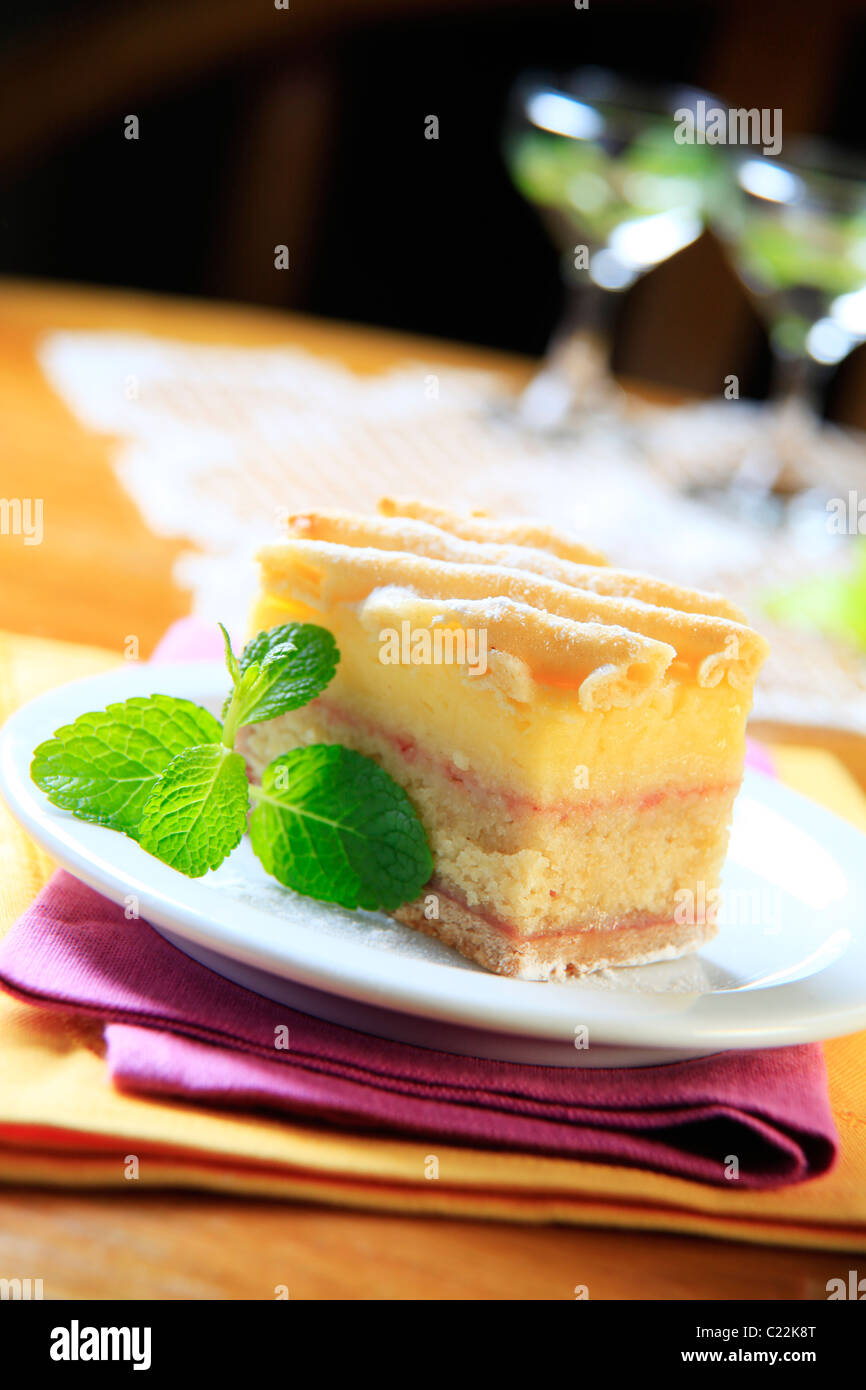 Slice of punch cake with lattice topping Stock Photo - Alamy