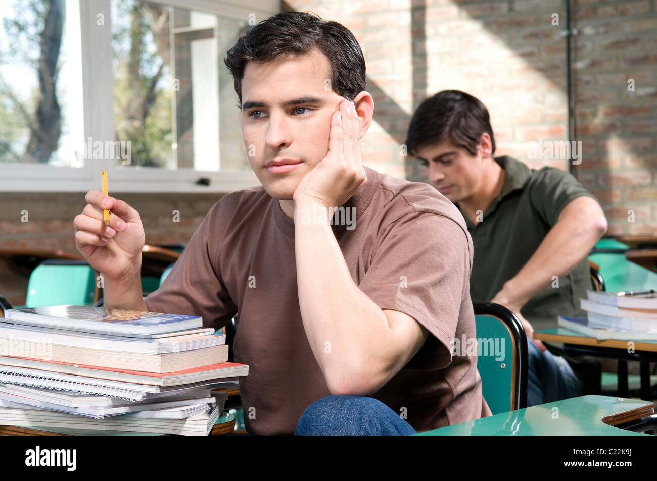 students, thinking, at, class, university Stock Photo - Alamy
