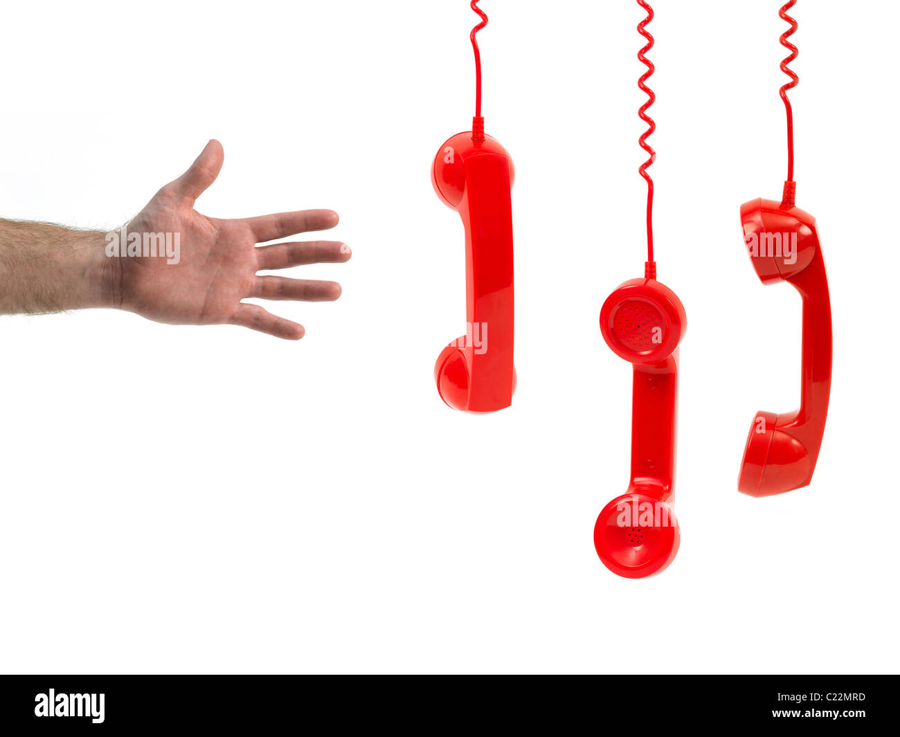 A rotary telephone hand set isolated against a white background Stock ...