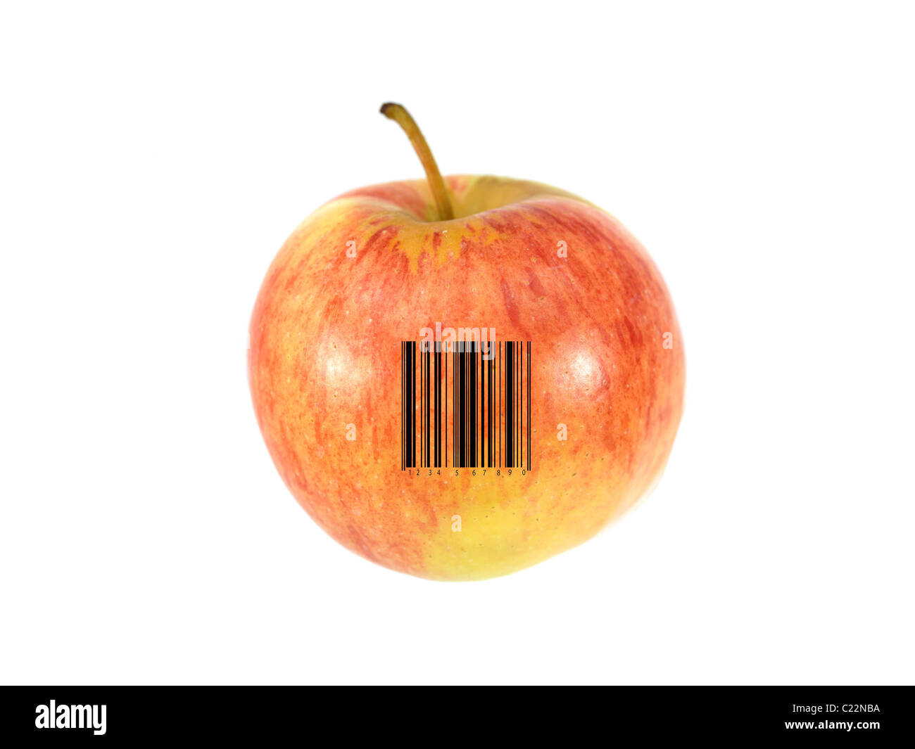 An apple with a barcode isolated against a white background Stock Photo ...