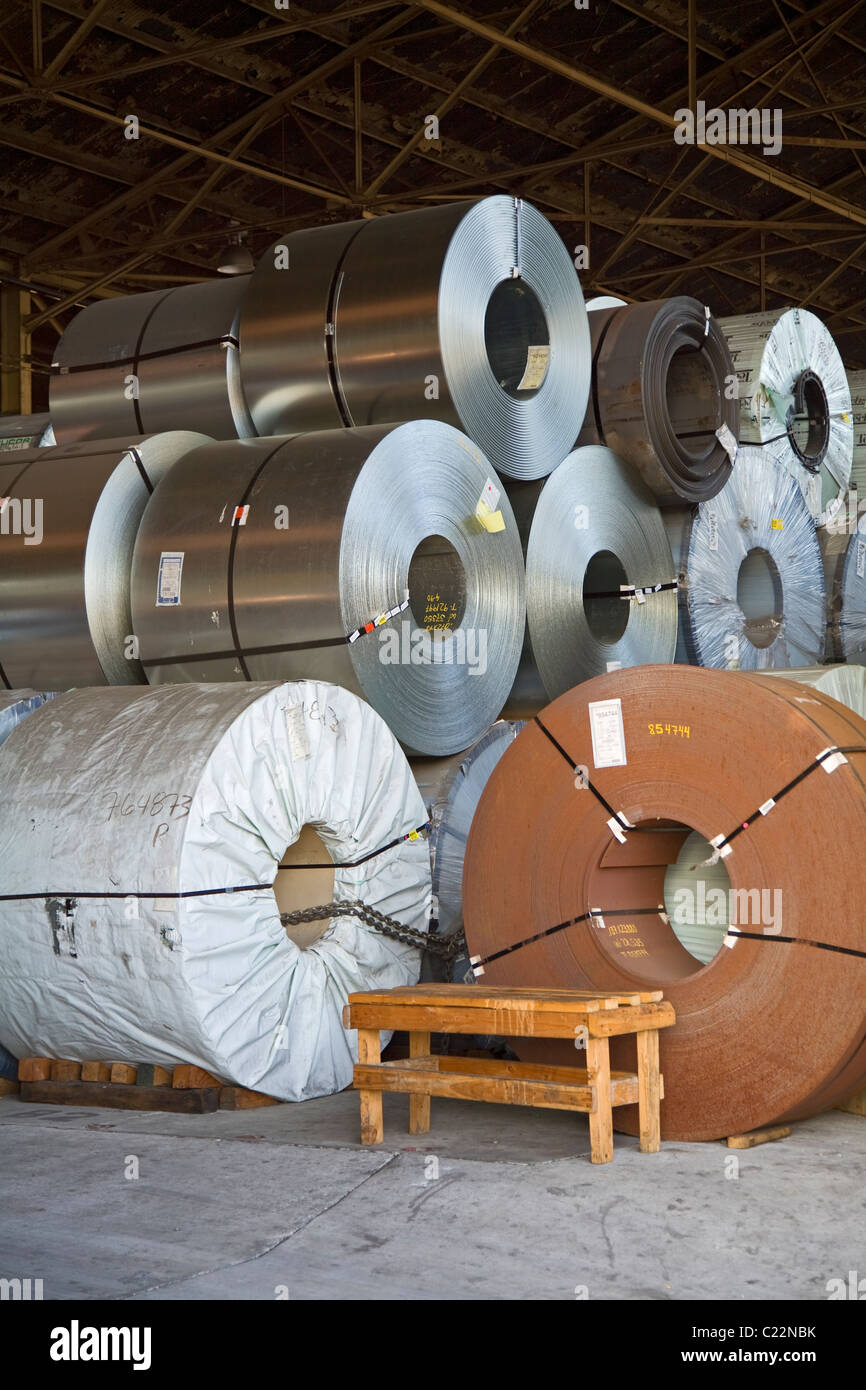 Rolls of steel in a warehouse in Vernon. Los Angeles, CA Stock Photo ...