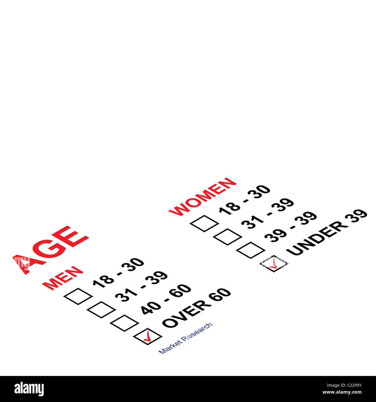 Market research age question for men and women Stock Photo - Alamy