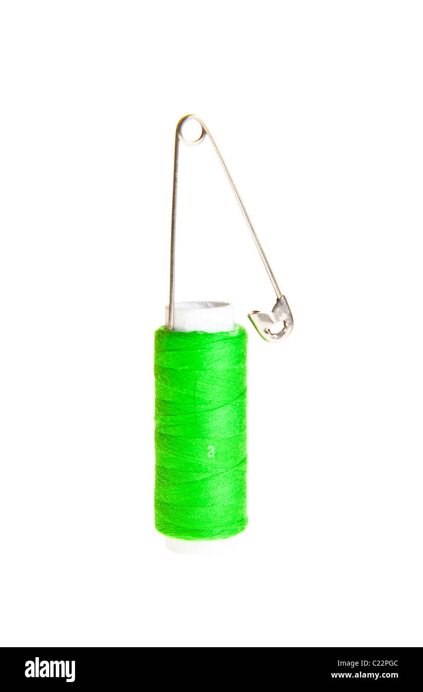 Colorful sewing threads and tools on white isolated background Stock ...