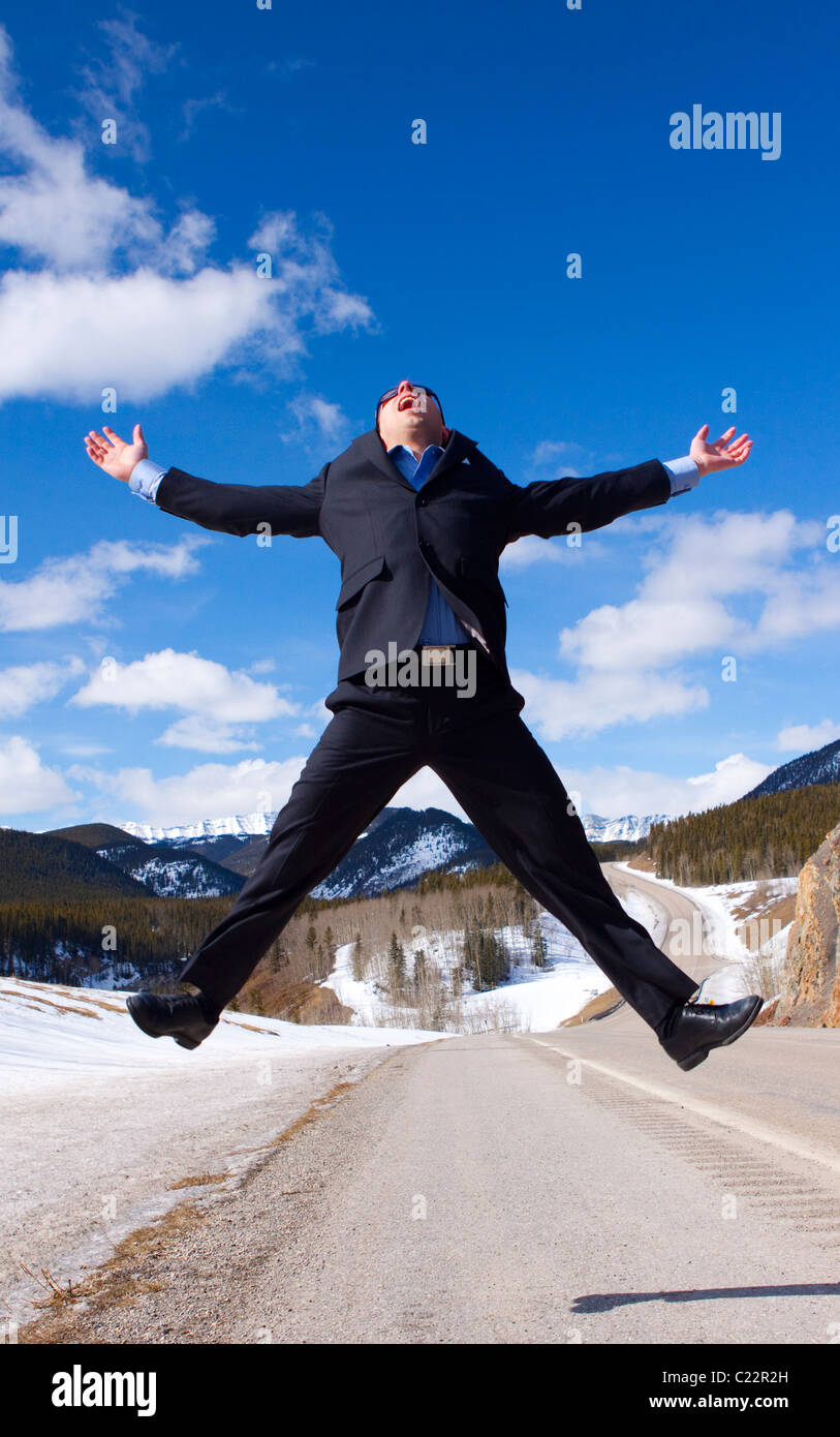 Joyful crazy businessman jumping hi-res stock photography and images ...