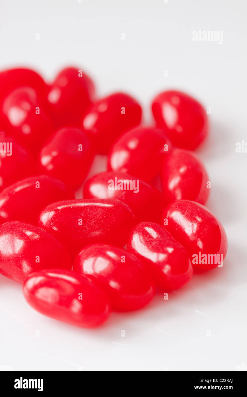 Red candy jelly beans Stock Photo - Alamy