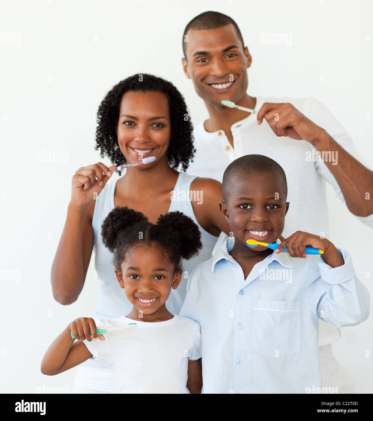 Family brushing their teeth Stock Photo - Alamy