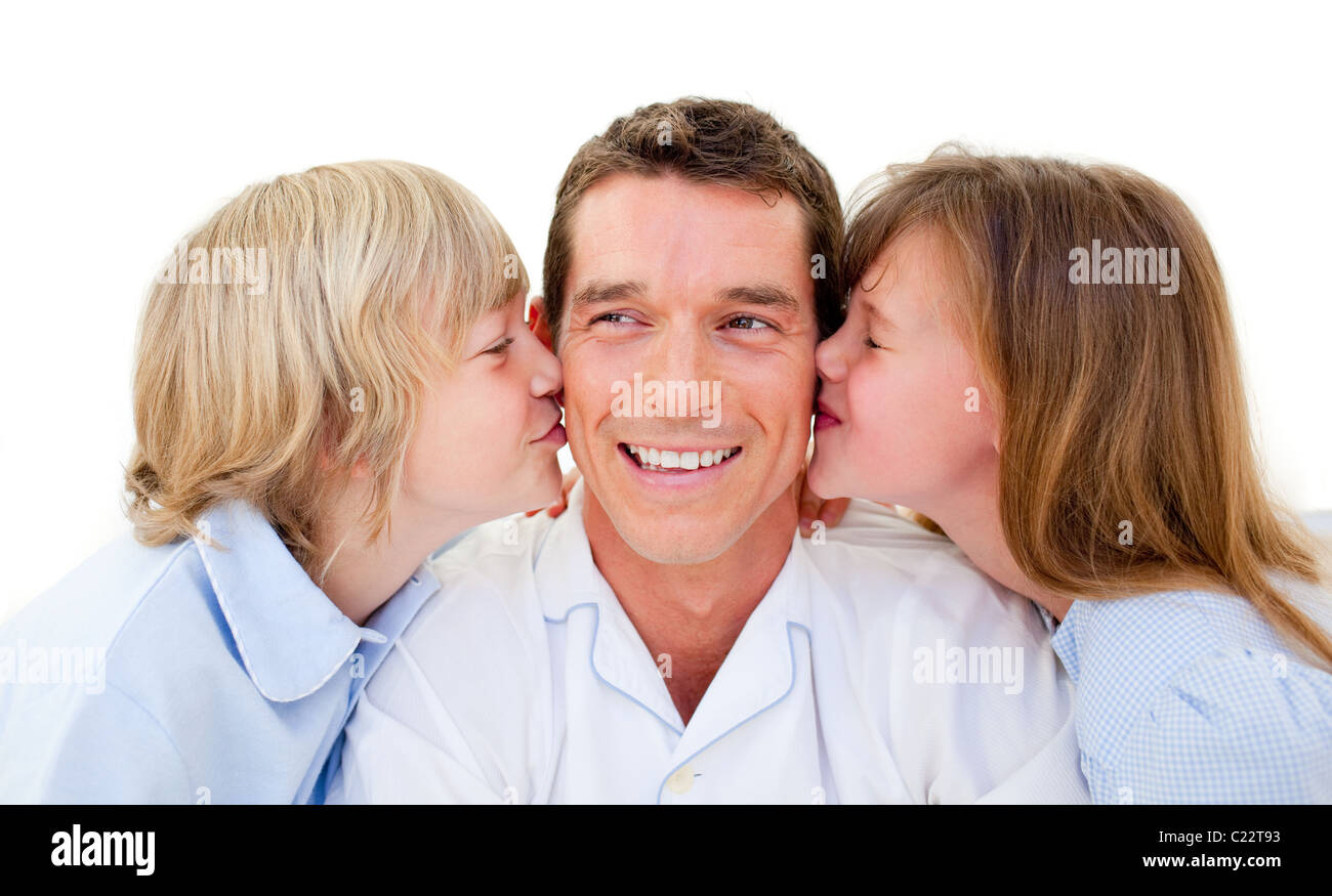 Attractive smiling father with his child Stock Photo - Alamy