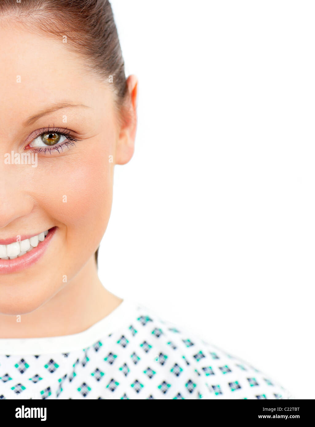 Close-up of a smiling female patient looking at the camera Stock Photo ...