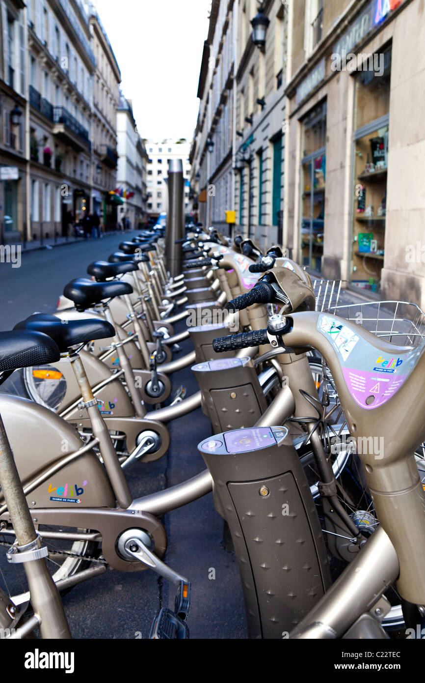 Row of velib bicycles hi-res stock photography and images - Alamy