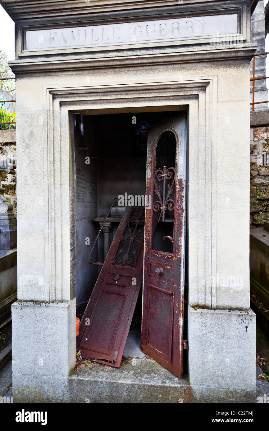 An old decreped crypt at Pere LaChaise Cemetery; Paris France Stock ...