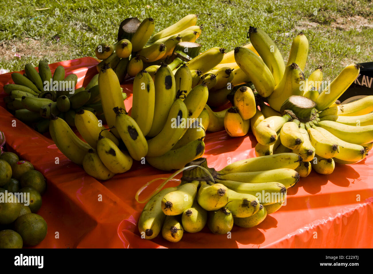 Bananas on a table Stock Photo - Alamy