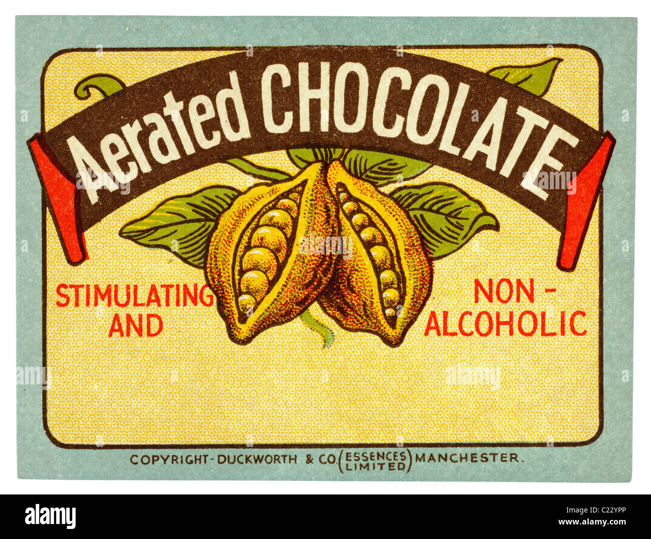 Old paper pop label for Aerated Chocolate Copyright from Duckworth and ...