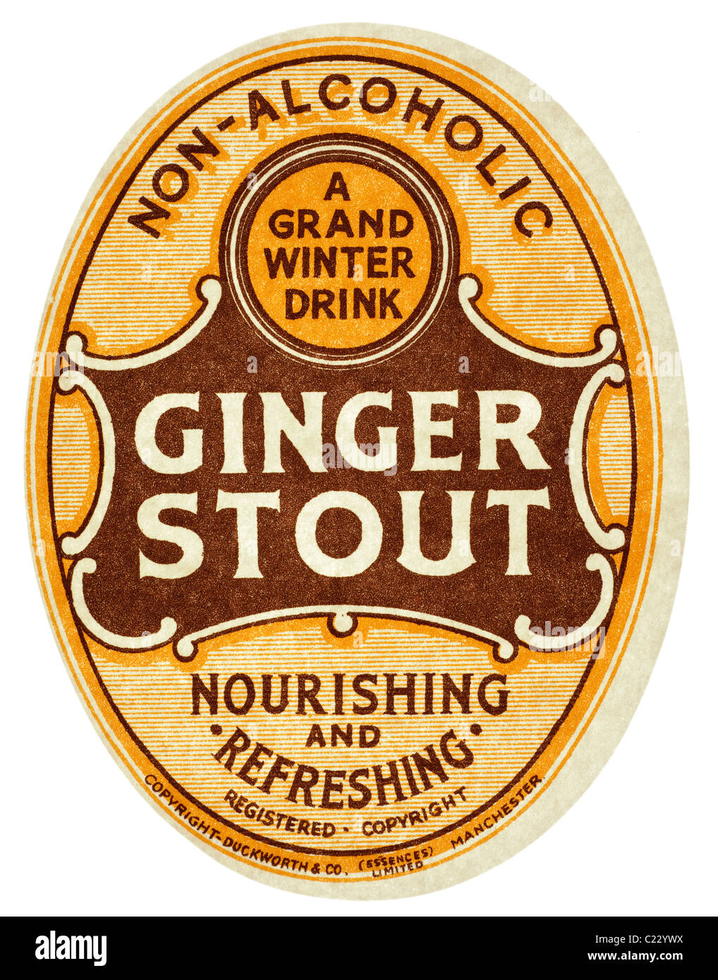 Old paper pop label for Non Alchoholic Ginger Stout Copyright from ...