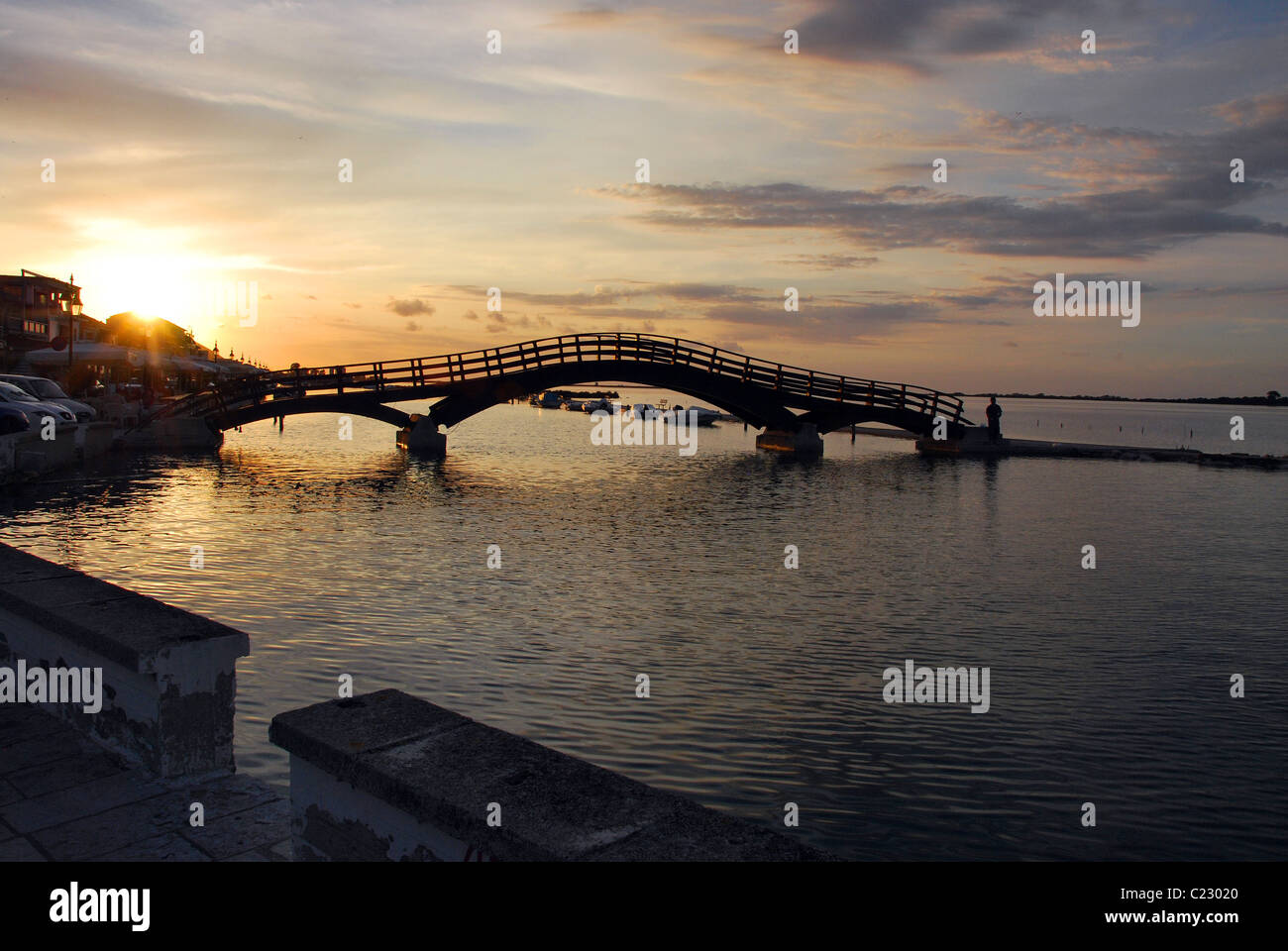 Lefkas Town Bridge at sunset, Lefkas, Ionian islands Greece Stock Photo ...