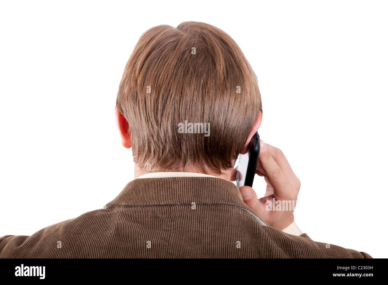 Man with cellphone from back Stock Photo - Alamy