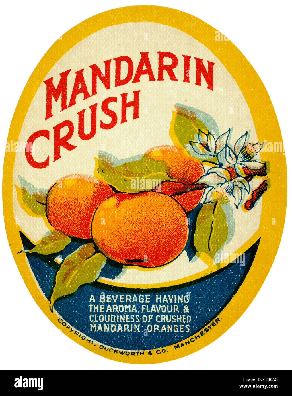 Old paper pop label for Mandarin Crush Copyright from Duckworth and Co ...