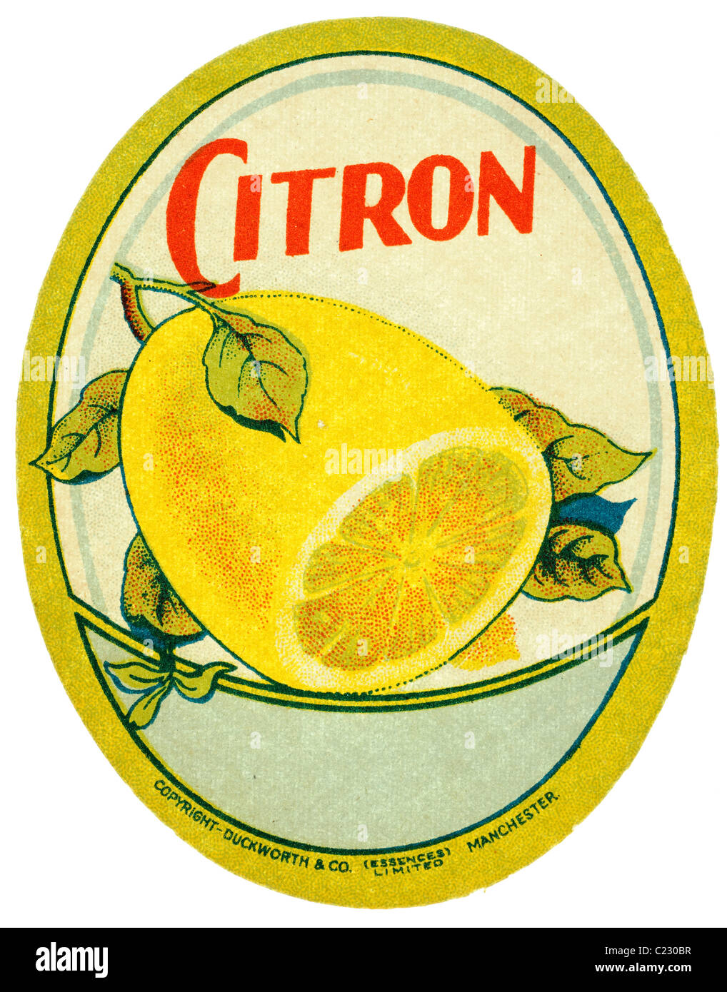 Old paper pop label for Citron lemon drink Copyright from Duckworth and ...