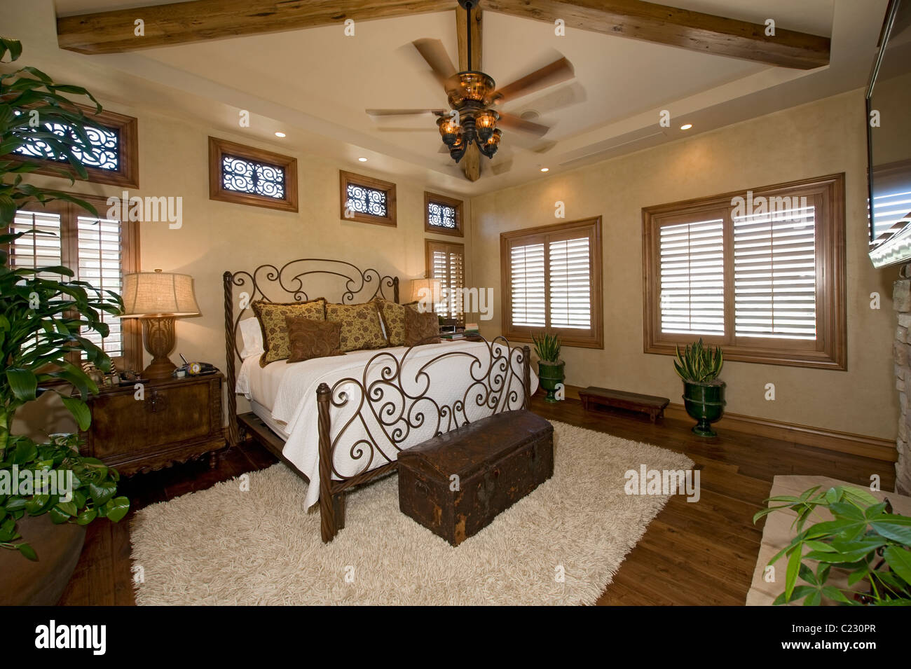 Interior of colonial style bedroom Stock Photo - Alamy
