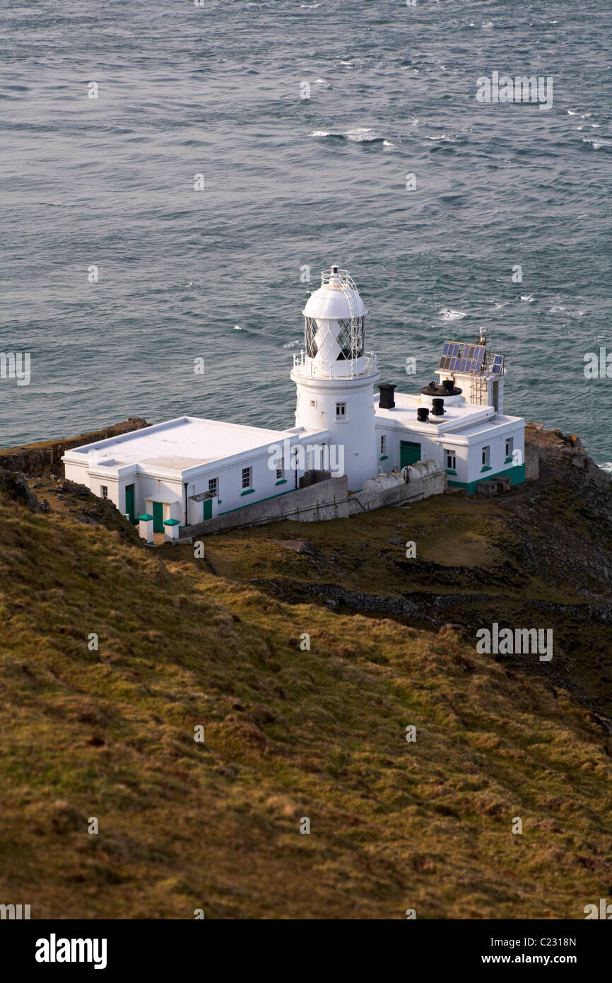 looking down over North light lighthouse on Lundy Island, Devon ...