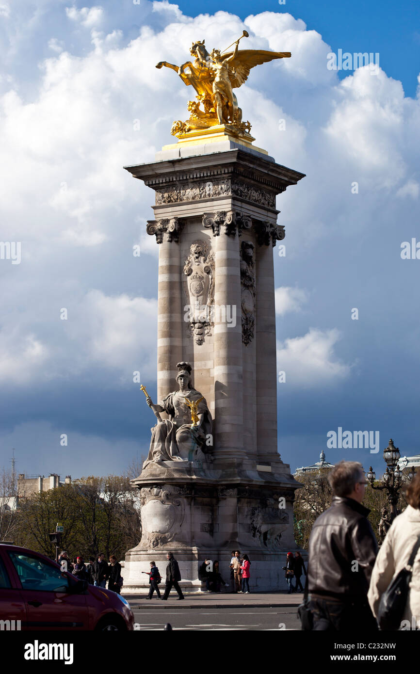 Detail of statue on Pont Alexander Paris, France, Europe. Charles ...