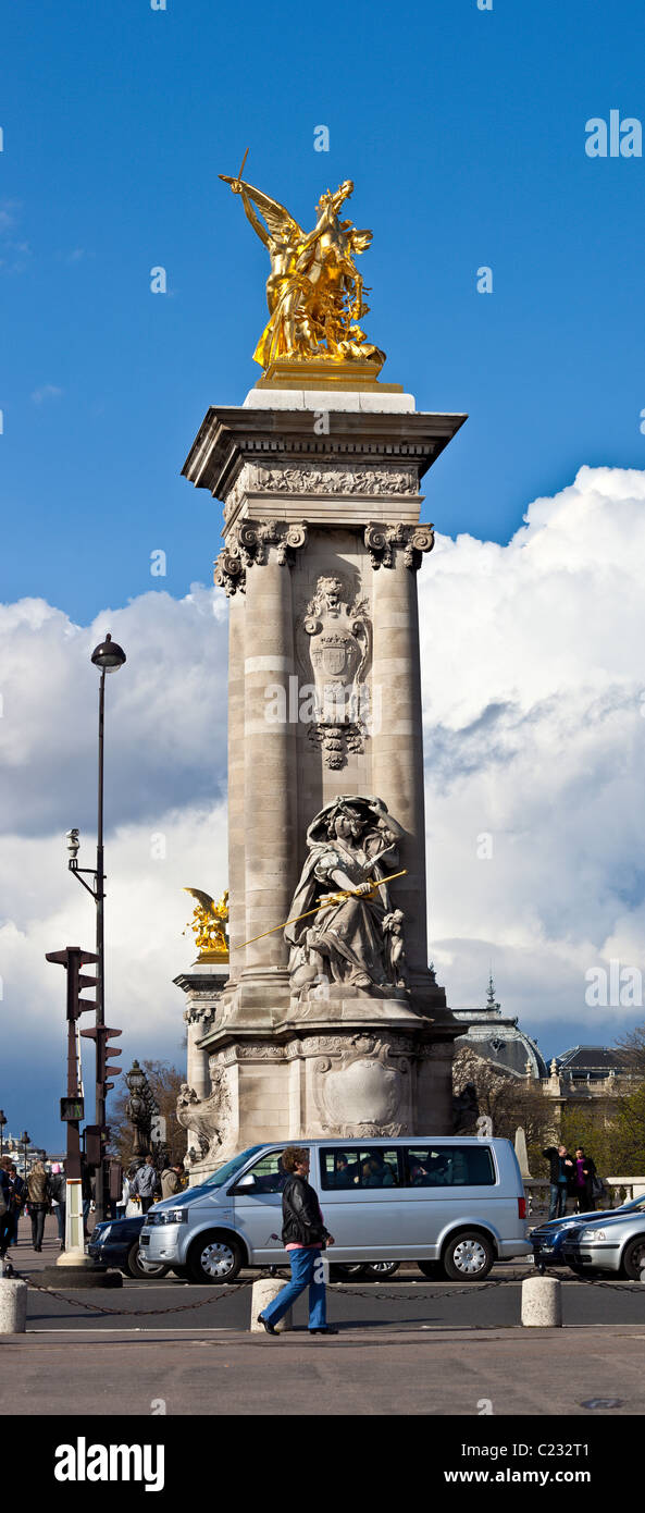 Detail of statue on Pont Alexander Paris, France, Europe. Charles ...