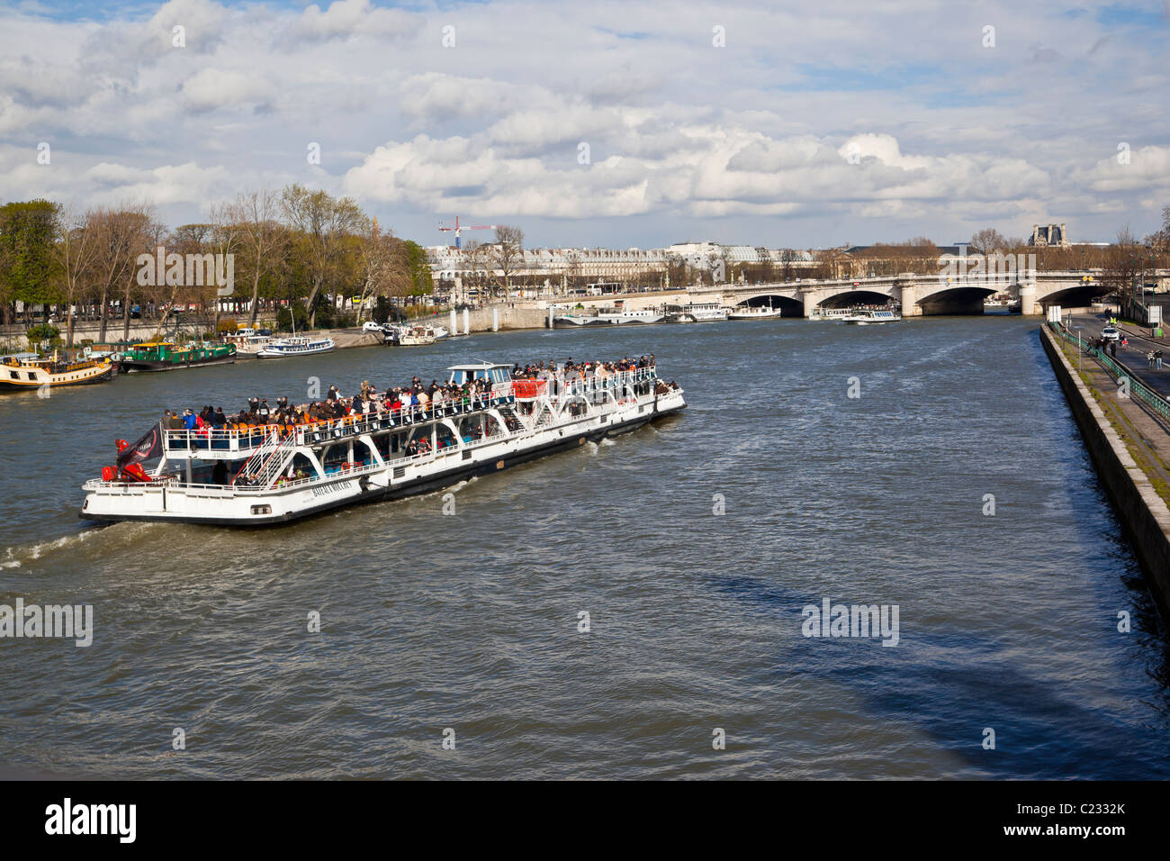 A bateaux mouches on the river Seine Paris, France, Europe. Charles ...
