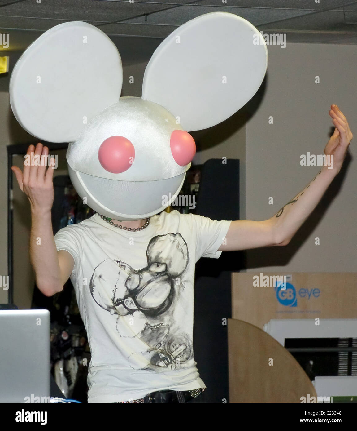 Canadian electric house DJ, Deadmau5 aka Joel Zimmerman performs and meets fans at HMV Liverpool ...