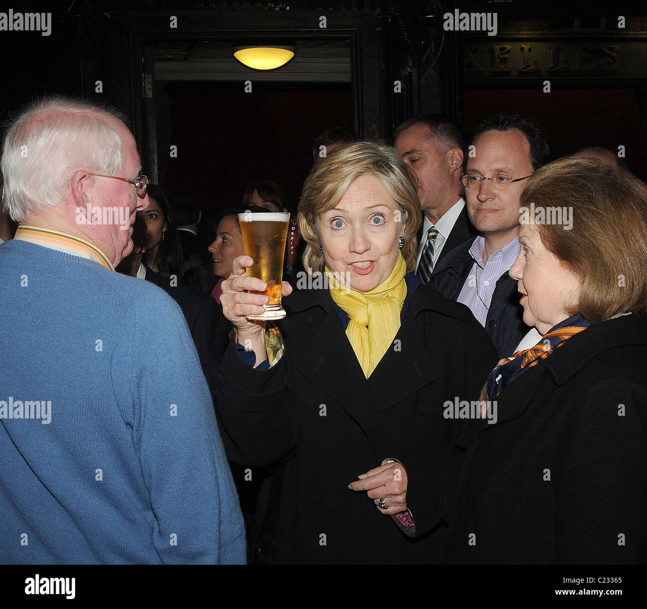 U.S. Secretary of State Hillary Clinton walks along Grafton Street with ...